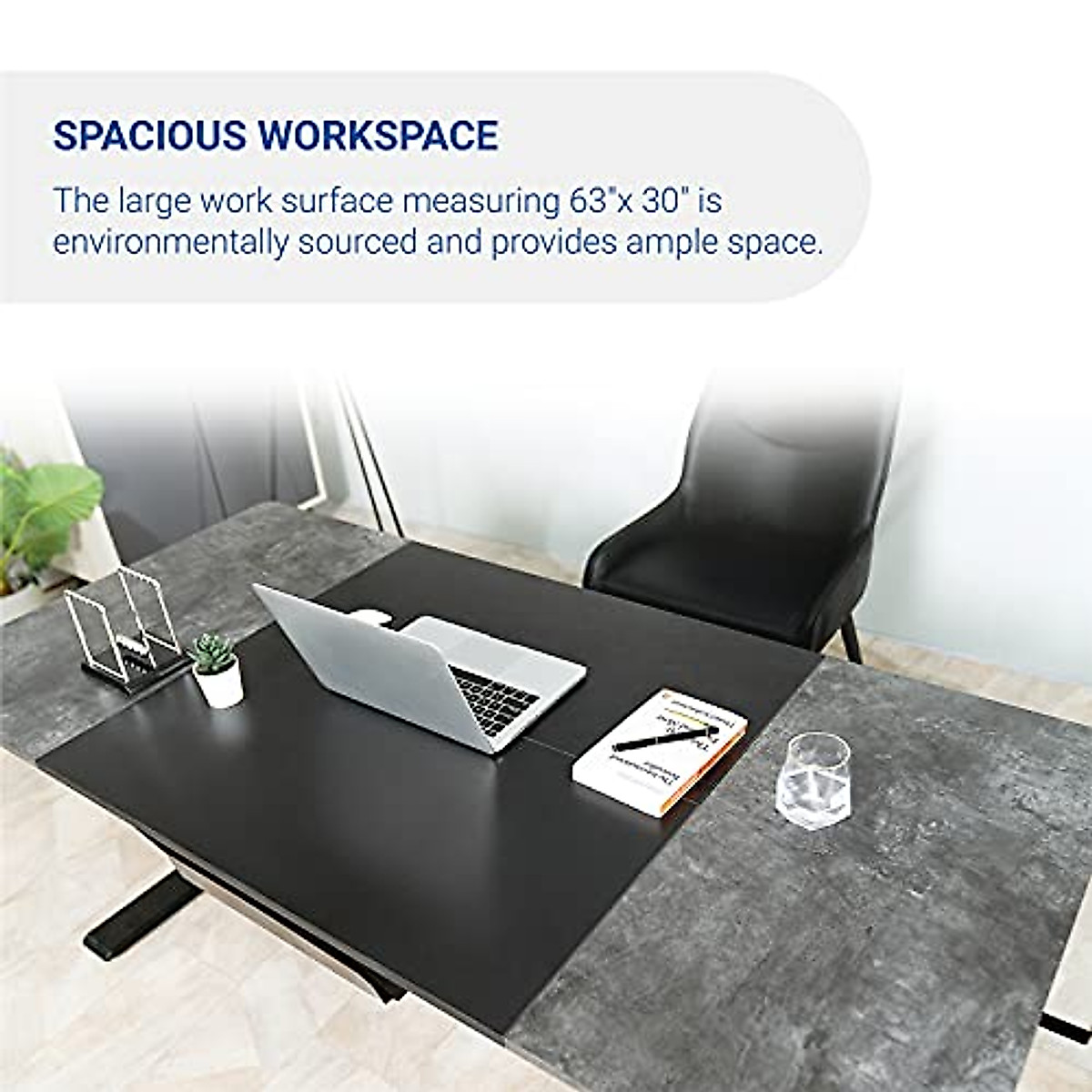 FLEXISPOT EP4 Classic Electric Standing Desk 63"x30" Inches Dual Motor 3 Stages Height Adjustable Desk Stand Up Desk with USB Charging Port and Hooks Sit Stand Desk, Black Frame & Black/Greystone Top