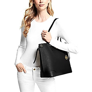 MICHAEL MICHAEL KORS Women's Edith Large Saffiano Leather Tote Bag Black