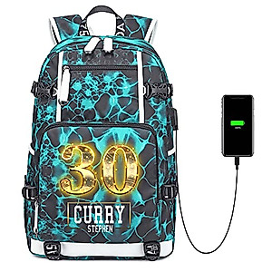 Ansigeren Dazzling Gold 30 Basketball Player Star SC Creative Backpacks Sports Fan Bookbag Travel Student Backpack For Men Women (5)