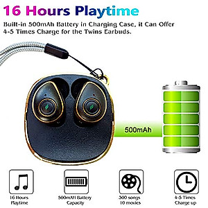 Jungle Beat | True Wireless Earbuds with Memory Foam Tips Included | Heavy Bass Sweat Proof Bluetooth Dual Earpieces with Microphones & Charging Case 18 HR Playtime | 3D Stereo Sound (Gold)