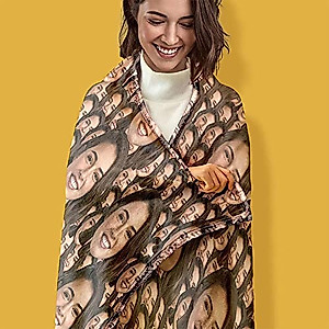 Custom Photo Face Blanket, Personalized Faces All Over Blanket, Funny Face Blanket Super Soft Plush Blanket for Couch, Bed, Sofa Warm and Cozy for All Seasons Gift for Valentine Spouse, Gag Gift