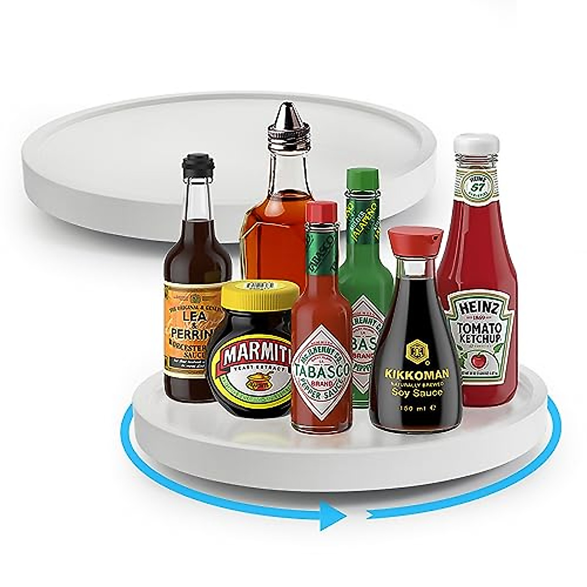 2 Pack Lazy Susan Organizers - OAMCEG 10 Inch Lazy Susan Turntable for Cabinet, 360 Rotating Kitchen Spice Rack Spinning Organizer, Bamboo Large Pantry Organization and Storage, for Fridge, Countertop