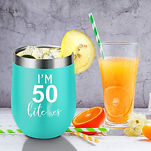 Coolife Wine Tumbler - Fiftieth Birthday Gifts for Women, Funny 50th Birthday Gifts for Women - Turning 50th Year Old Birthday Gifts Ideas for Women - Fifty Birthday Gifts, 50s Birthday Gift for Women