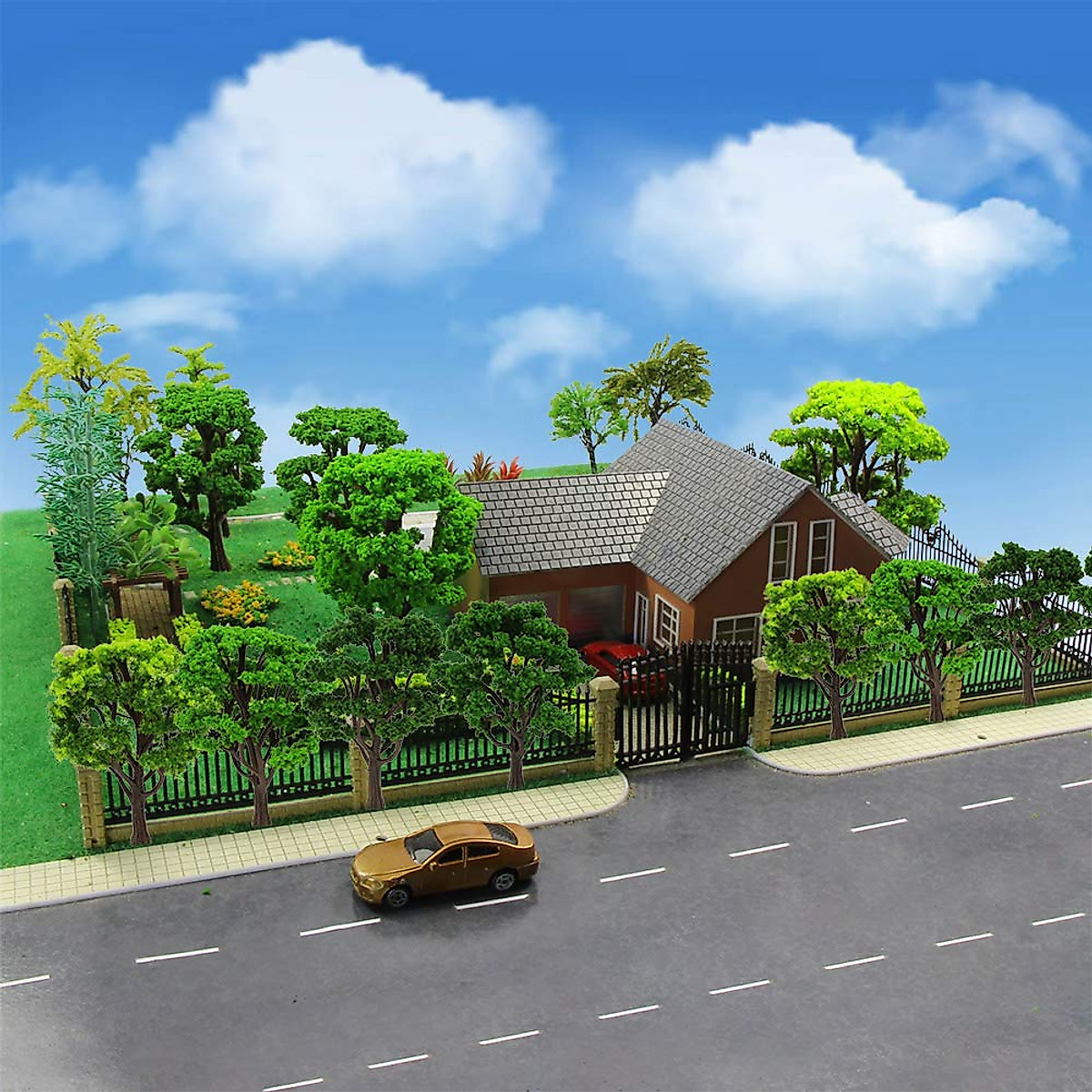 Evemodel S0601 16pcs Model Road Trees Train Railways Architecture Landscape Scenery O Scale 1:50 Green Dark Green Light Green