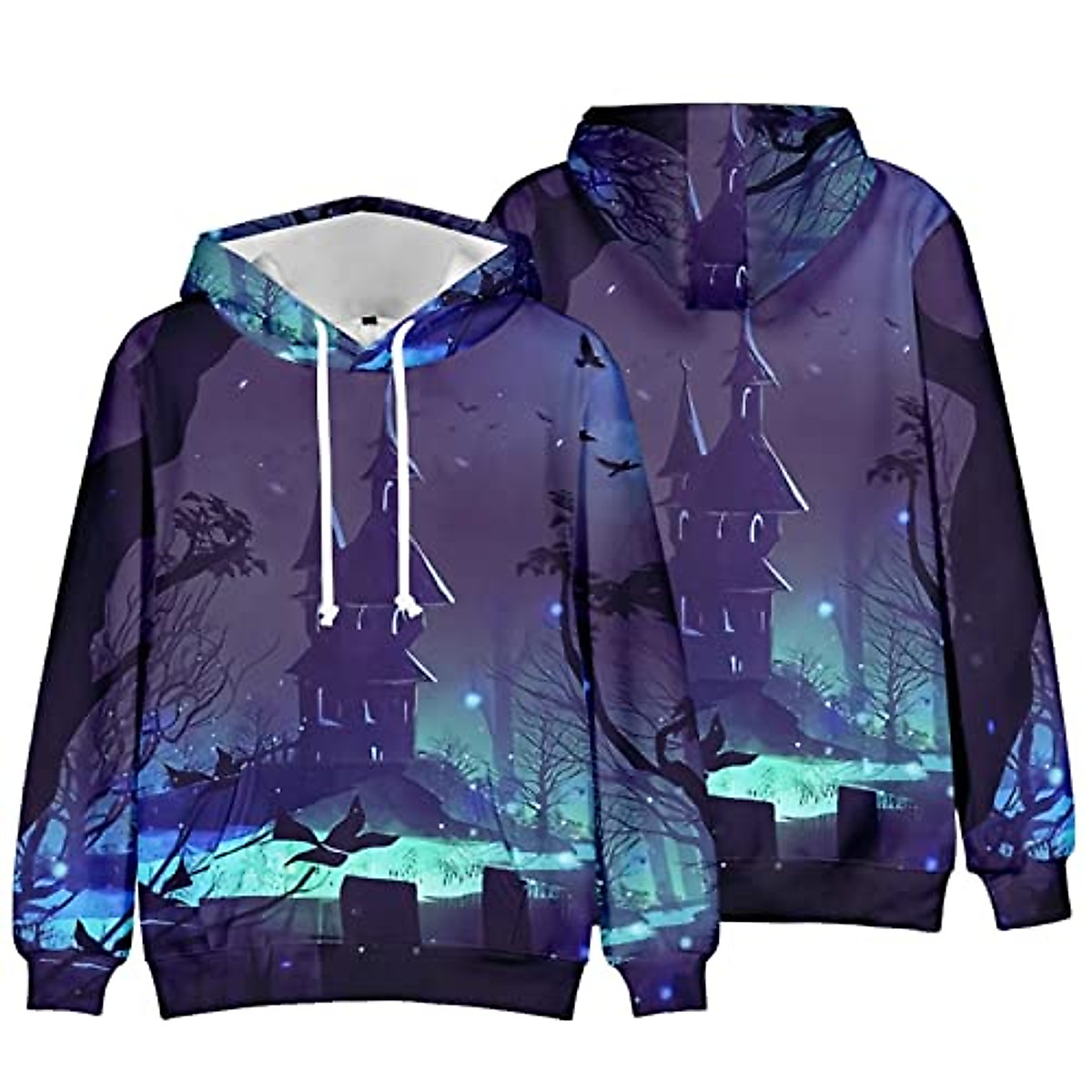 prime early access lightning deals today Halloween Sweatshirt Men 2023 Drawstring Loose Fit Long Sleeve Pullover Hoodies Causal Print Halloween Costume zip up hoodies for men graphic design Blue 4X