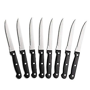 8 Triple Rivet 4.5" Steak Knife Set, Black