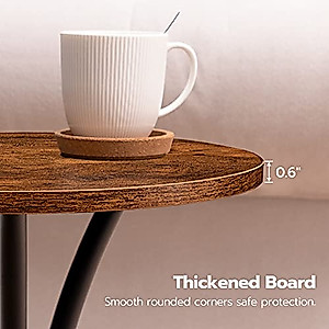 HOOBRO Side Tables, Set of 2 Round End Table, Industrial Sofa Couch Table, X Base Home Decor Accent Table for Small Space in Living Room, Bedroom and Balcony, Stable Metal Frame, Rustic Brown BF06BZ01