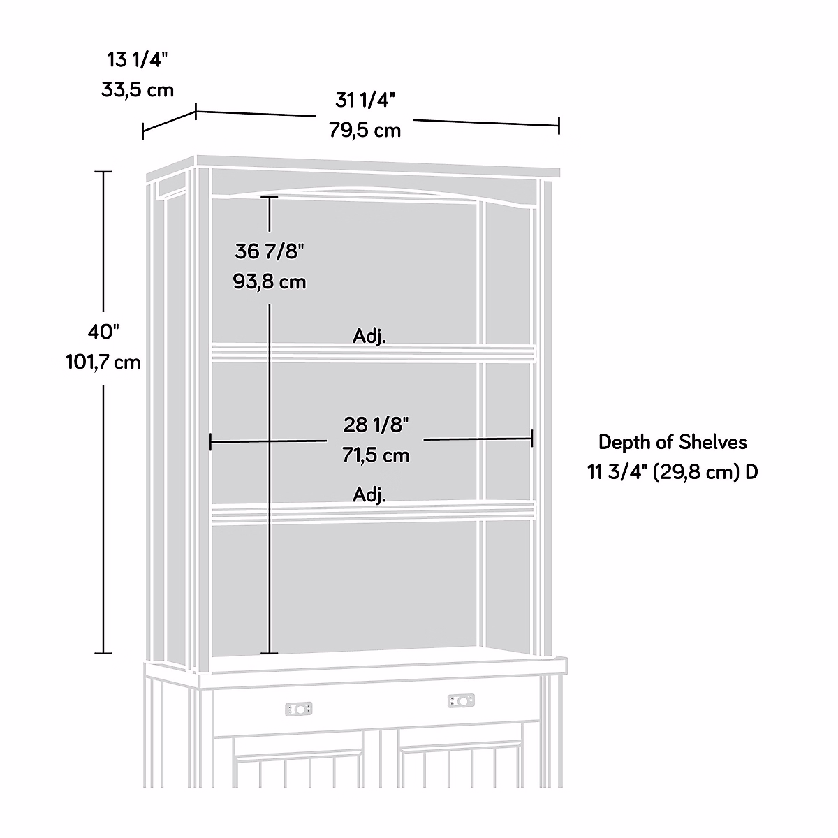 Sauder Costa Book Shelf Hutch for Library Base, in Coffee Oak