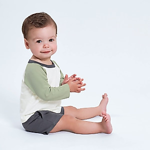 Gerber Baby Boys' 3-Pack Long Sleeve Baseball Tees, Green & Gray, 12 Months