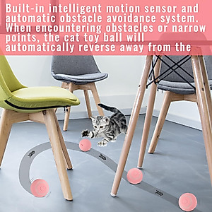 CyperGlory Interactive Cat Smart Ball Toy 2.0, Automatic Power Rolling Ball with Colorful Lights & Floral Design, USB Rechargeable, Activate Natural Hunting Instincts, Perfect Indoor Playmate (Pink)