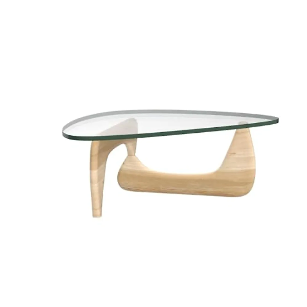 Rimdoc Noguchi Table Triangle Glass Coffee Table Vintage Glass End Table, Solid Wood Base & Triangle Clear Glass Top Modern End Table for Living Room, Patio, Study