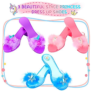 Princess Dress Up Toys 3-6 Years Old Girls' Gift Set, Princess Dress Up Shoes Set Include Toddler Jewelry Boutique Kit, Skirts 3 Pairs of Princess Dress Up Shoes, Pretend Role Play Gift Toy for Girls