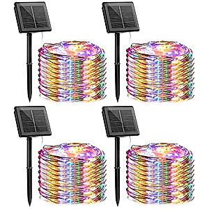 Extra-Long Solar String Lights Outdoor, 4 Pack Each 72Ft 200LED Solar Fairy Lights with 8 Light Modes, Waterproof Copper Wire Lights for Christmas Garden Patio Tree Wedding Party Decor (Multicolor)