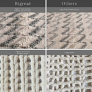 Bigreat Knitted Throw Blanket, 50x60 Inch, Textured Throw Blankets for Couch Bed Sofa Travel, Knit Woven Blanket for Women, Men and Kids, Boho Decorative Blanket with Tassels