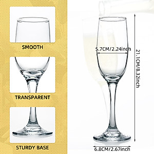 Elegant Champagne Glasses Set of 12, Long Stem Glass Champagne Flutes for Mimosa, Sparking Wine, Wedding, Party - 6 oz, Clear