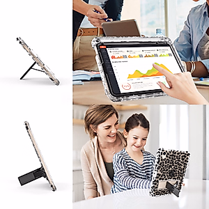 Rantice Case for iPad Mini 6 2021, iPad Mini 7 (A17 Pro) 2024 Case with Pencil Holder and Kickstand for Women Girl Kids, Slim Shockproof Clear Transparent Cover for iPad Mini 8.3 inch (Black Leopard)