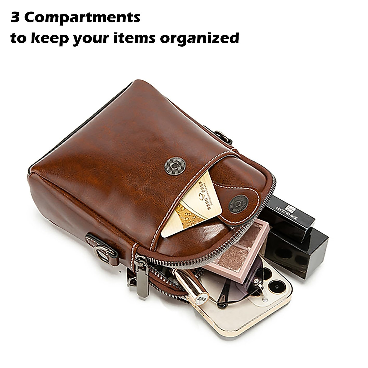 IMCUZUR Small Crossbody Bag for Women Cell Phone Leather Purse Wallet with Adjustable Strap