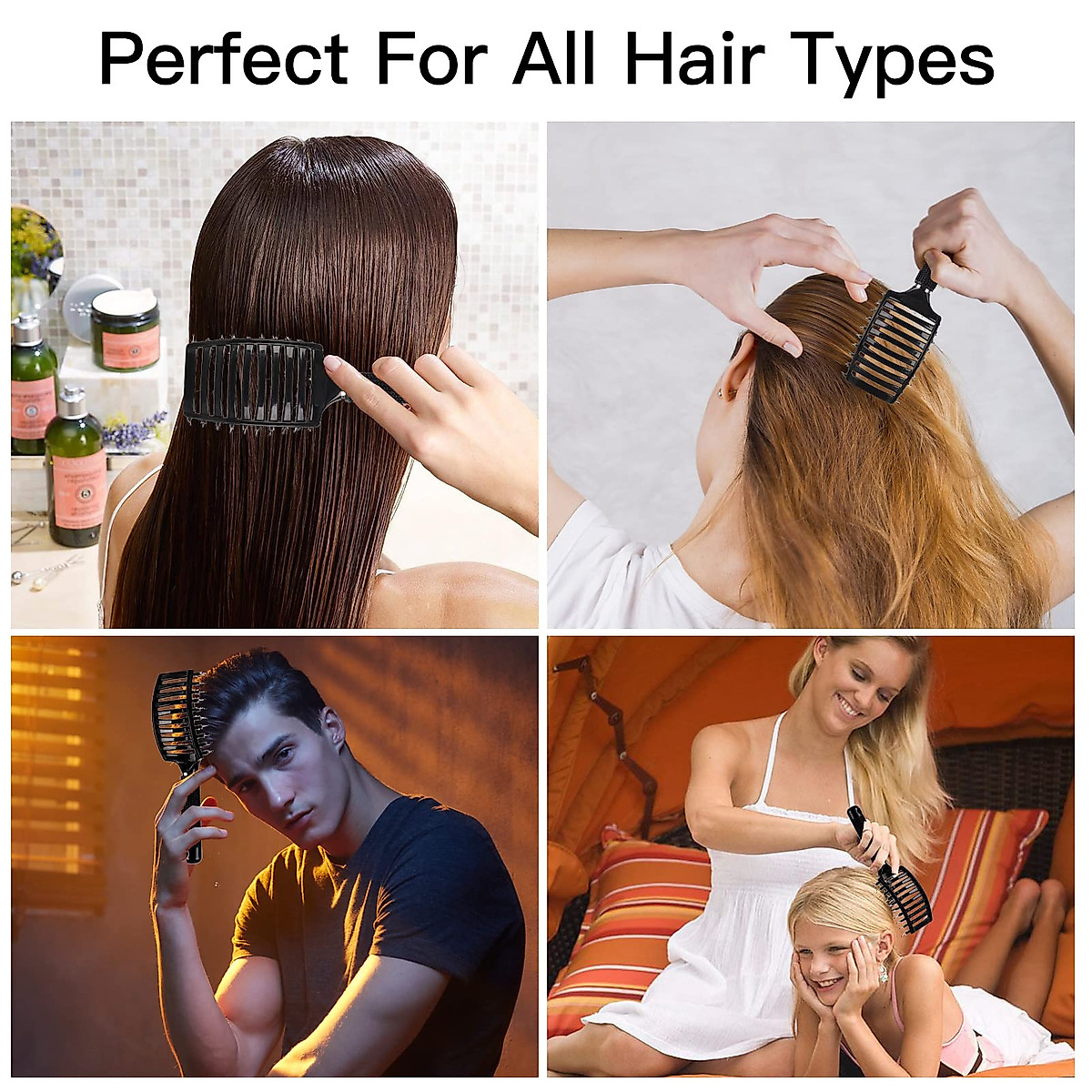 Detangling Brush&Boar Bristles Hair Brush Make Hair Shiny & Healthier,Curved and Vented Detangler Brush for Women Men Kids,Dry and Wet brush