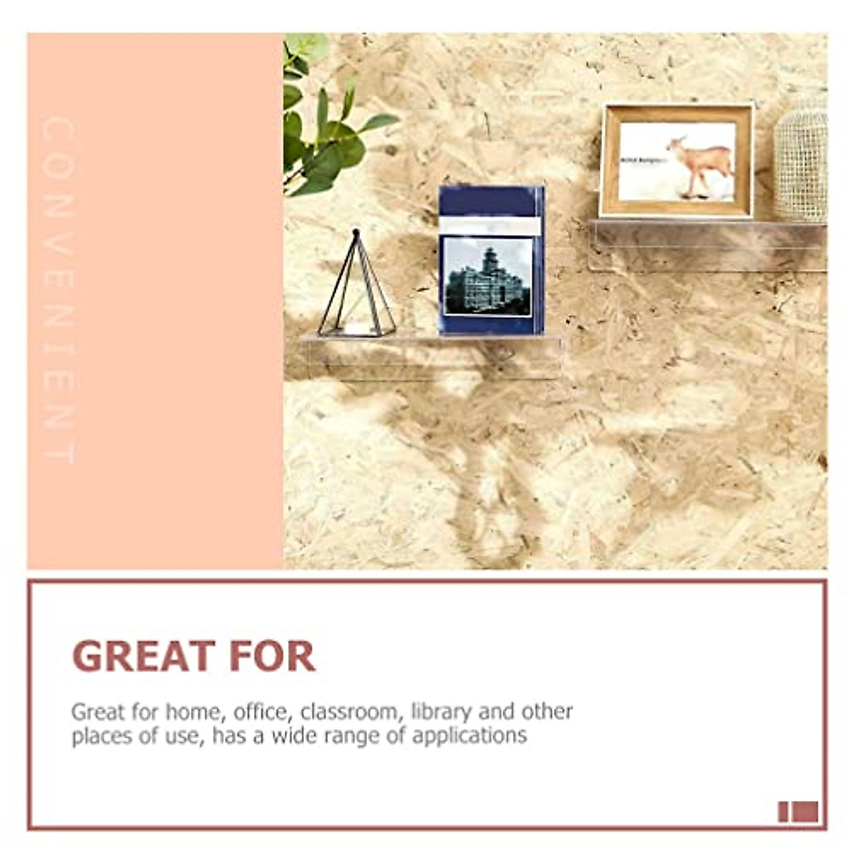 Yardwe Clear Hanging Bookshelf Clear Acrylic Floating Wall Ledge Shelf, 4 Pack 7 Wall Mounted Bookshelf, Invisible Rack, Nail Polish Rack and Vinyl Record Shelf Succulent Pot