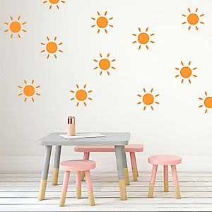 Cute Sun Wall Decals Sunshine Sticker Girls and Boys Room Wall Stickers Crib Wall Decor Nursery Wall Decor Playroom Wall Art Y48 (Design 2, Dark Yellow)