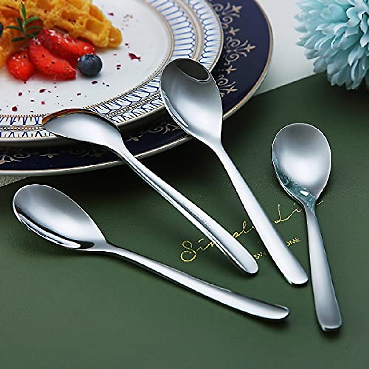 Demitasse Espresso Spoons, 5.5'' Mini Coffee Spoons, Stainless Steel Small Spoons,Tea Spoons for Dessert, Set of 6, Dishwasher Safe (Silver)