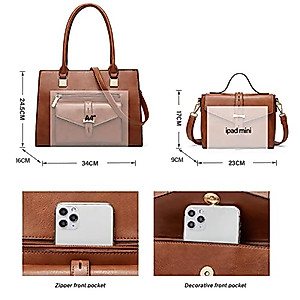 KEEPOP Women 2pcs Set Handbag Leather Shoulder Crossbody Bag Work Top-handle Purse Large Capacity Satchel for Christmas Thanksgiving Day