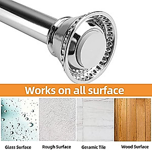 VEGA U Tension Shower Curtain Rod Anti-slip No Drill for Bathroom Bedroom Study Window Closet Doorway, 43-72 inch Adjustable (Silver)