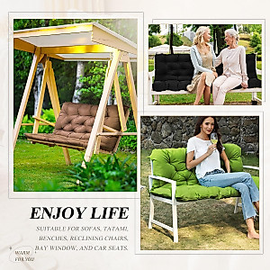 Outdoor/Indoor Swing Replacement Cushion, 2 or 3 Seats Bench Cushions with Backrest, Thicken 4" Recliner Seat Pad for Garden/Patio, Waterproof Premium Tufted Cushion with Ties(Light Grey-40x40x4in)