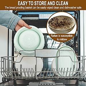 NCRexpanse Silicone Banneton Bread Proofing Basket Oval, Sourdough Starter Kit, Bread Making Tool Supplies Accessories, Bowl for Rising Baking Round Brotform Set Homemade Essentials (Light Green)