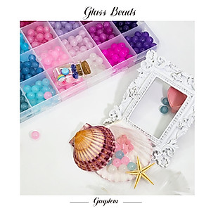 Gaspletu 1800PCS 8mm Glass Beads Bracelet Making Kit, 72 Colors Crystal Beads for Jewelry Making, 3 Box Round Beads Suitable for Beginners