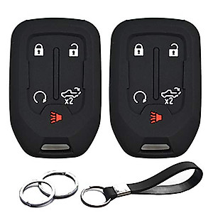 INFIPAR 2pcs Compatible with 2021 2020 2019 Chevrolet Silverado 1500 2500 HD 3500 HD GMC Sierra 1500 2500 HD 3500 HD 5 Buttons HYQ1EA Silicone Case Cover Protector Keyless Remote