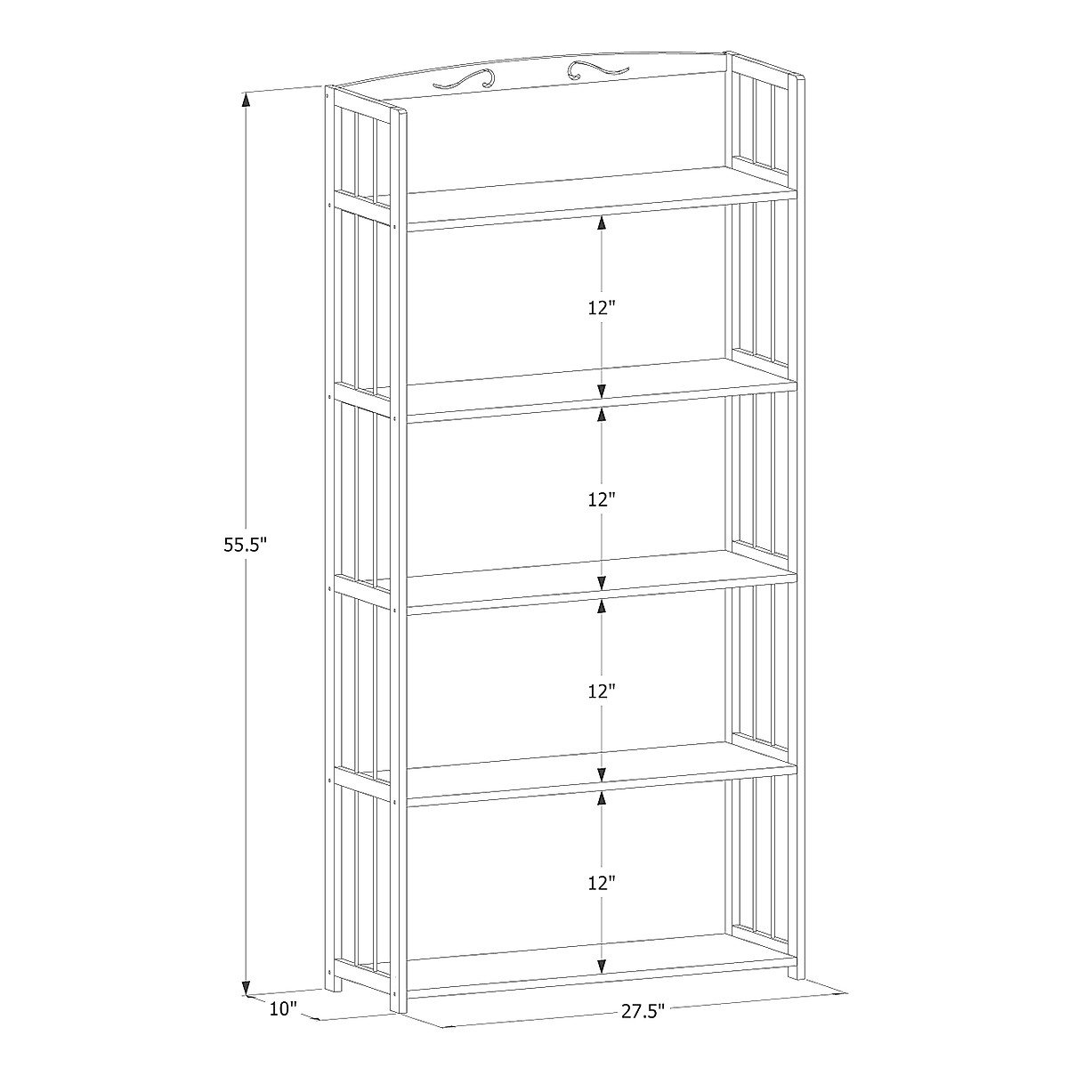 MoNiBloom Bamboo Bookcase with Decorative Carvings, Bamboo 5-Tier Adjustable Book Shelf Stand Storage Organizer for Living Room Kitchen Office Garden, Natural