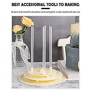 Plastic Dowels for Cakes, 9 Pieces Cake Dowel Rods and 3 Pieces Cake Circle Bases for Tiered Cake Construction and Stacking(9" Rods + 4.7" 6.3" 7.8" Bases)