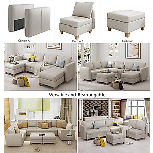 EASE MOOSE Modular Sectional Couch with Storage Seats,4 Seat Faux Leather Convertible Modular Sofa Sectional Sofa Couch with Reversible Chaises for Small Spaces