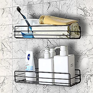 Xmasnova 2 Pack Shower Caddy Bathroom Shelf,Adhesive Shower Shelf Rustproof Shower Caddy,Black Bathroom Shower Organizer,No Drilling Shower Storage Organizer