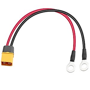 PNGKNYOCN XT60 to O Ring Terminal Cable,14AWG XT60 Male to O Ring Terminals Extension Power Cable for Solar Panel Kit and Battery Charge(0.3M/1FT)