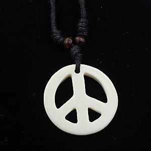 3 Pcs Handmade Adjustable Love Peace Sign Hippie Pendant Necklace Peace Symbol Necklace Vintage Rope Chain Resin Weave Jewelry