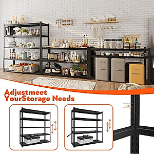 Howezone 72" H Garage Shelving 2000LBS Heavy Duty Storage Shelves Adjustable 5 Tier Metal Shelves for Storage Garage Industrial Shelving Utility Racks,16" D x35.5 Wx72 H,Black