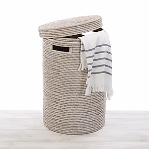 Rattan Tall Cylinder Laundry Basket/Laundry Hamper-DMY (Natural)