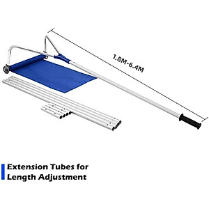 Hysache Roof Snow Rake Shovel, Professional 20ft Snow Removal Tool w/ Adjustable Telescoping Handle & Wheels, Adjustable Length Lightweight Snow Remover for Long or Low-Pitched Roofs, Blue, OP3058