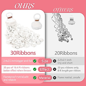 BATTIFE 10Pack Streamers Poppers - White Hand Throw Confetti Poppers, No Mess Paper Crackers for Birthday Wedding Party Celebrations, White