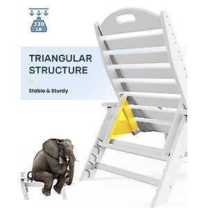 Chaise Lounge for Outdoor, Patio Lounge Chairs for Outside, Chaise Lounge Chair with 6 Positions, HDPE Lounge Chair with Cup Holder Easy Assembly for Pool Beach Garden, White