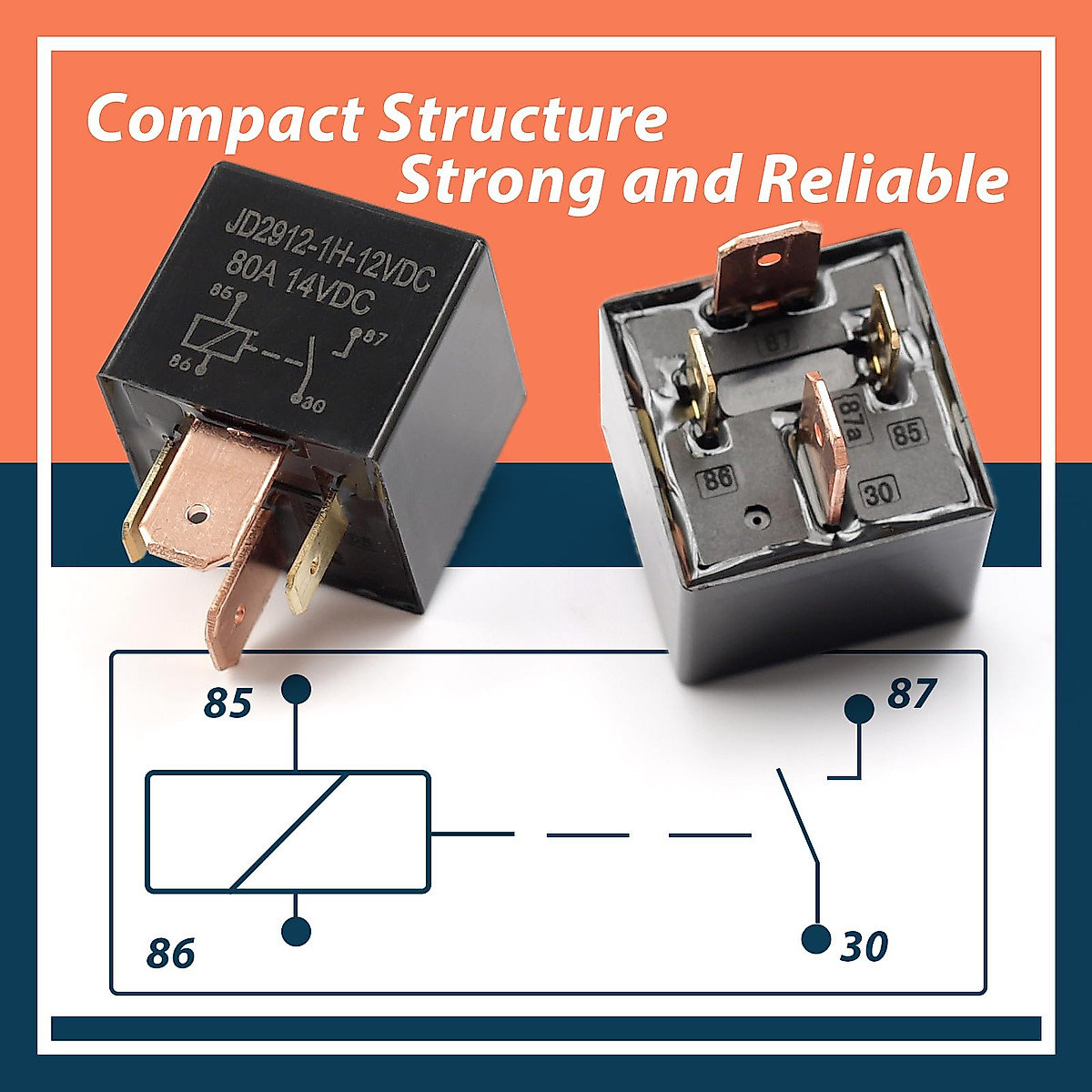 Pre-Wired Fuse Relay Box with 2 Relay Slots and 6 ATC/ATO Fuse Holder, 2 4Pin 80A Relays and 6 ATC ATO Fuses, Universal Waterproof Relay Fuse Block for Automotive Car Truck Boat Marine RV