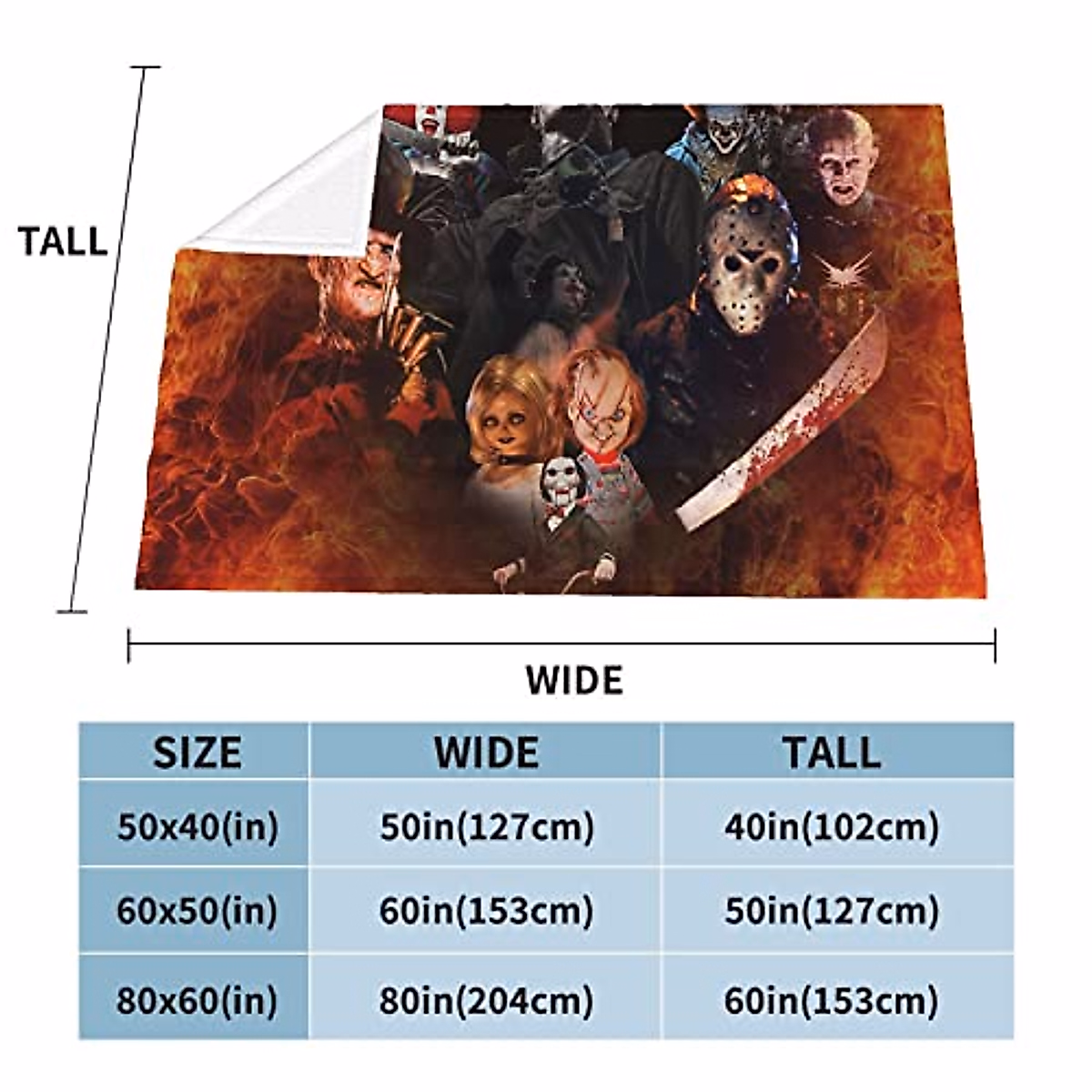 Horror Movie Character Lamb Blanket Soft Fleece Warm Fluffy Throws Blanket Fuzzy Plush Blanket Home Decor Halloween 80x60 in