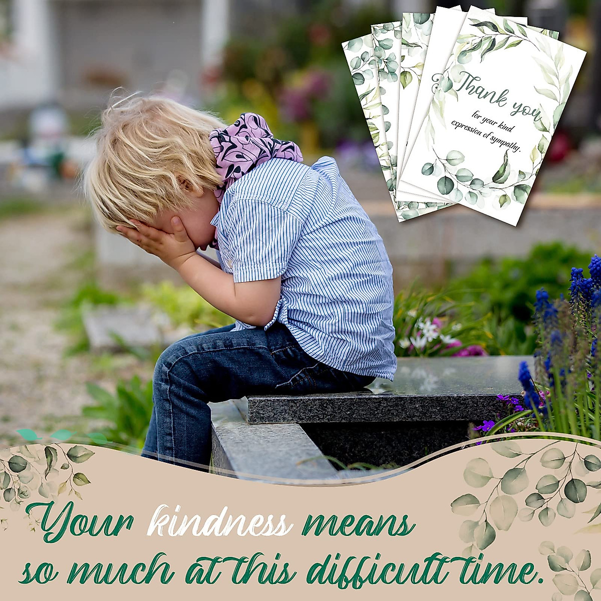 Jetec 100 Pack Thank You Cards with Envelopes Stickers Bulk Greeting Watercolor Cards for Family Loved Ones Wishes Holiday Celebration(Funeral)