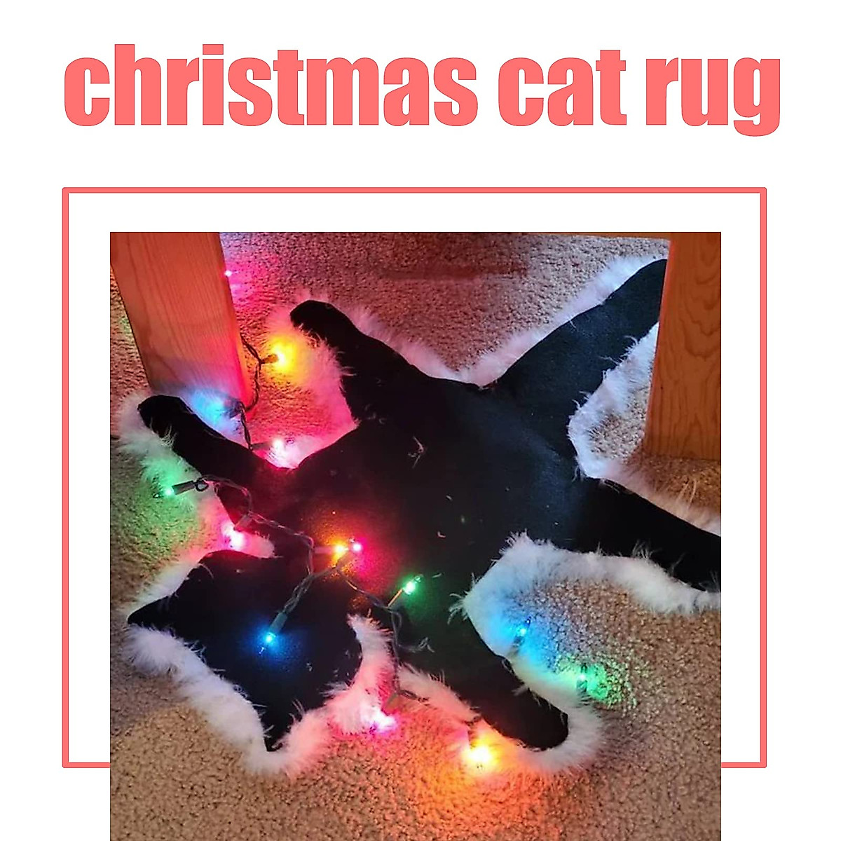 THAIMAI Light Up Fried Cat Rug Christmas Holiday Lights Up for Home Bedroom Livingroom Xmas Decor(#3)