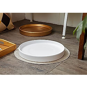 Woiida 12 Inch Large Ceramic Saucer - Ceramic Drainage Tray for Plant Pot (Matte White)