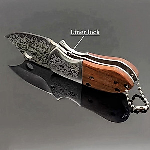COHOMELARS Small Folding Pocket knife,Stainless Steel 1.75inch Blade,Wood Handle,Liner Lock Mini Knife for Everyday Carry,EDC Little Cute Knives for Women Men (Brown style 2)