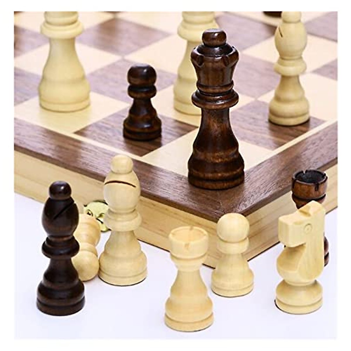 RUVOO Chess Game Chess Set Chess Board 11" Wooden Folding Chess Boards, Handcrafted Portable Travel Chess Game for Beginner Tournament Chess Board Set Board Game