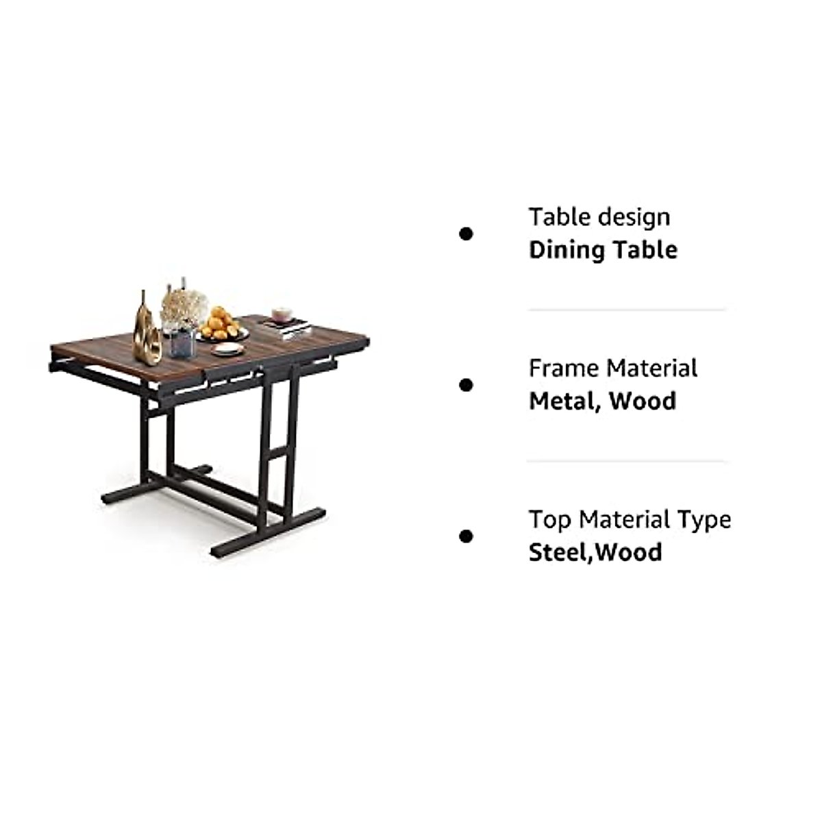 Brefhome Convertible 2 in 1 Shelf to Table,Bookshelf Desk & Dining Table for Small Spaces,Multipurpose Storage Shelf Display Rack,Kitchen & Dining Room